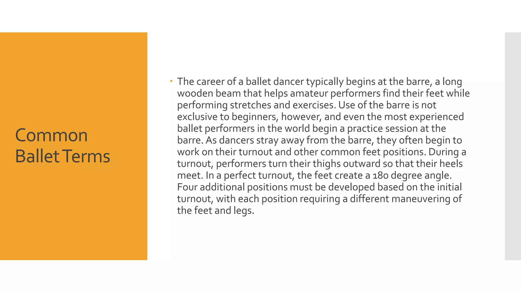 Common Ballet Terms | PPTX | Dance | Fine Art