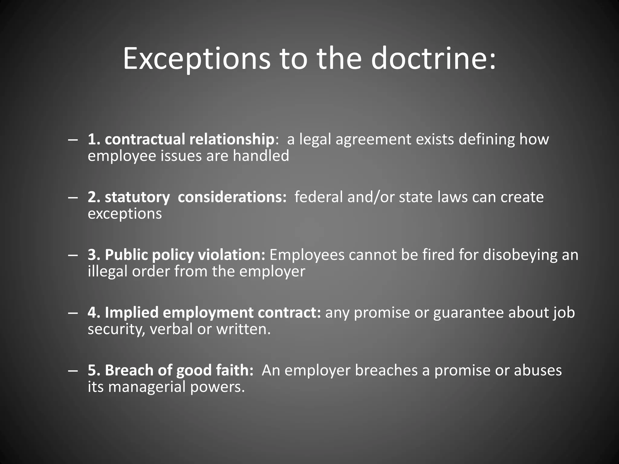 At will doctrine (HRM) | PPTX