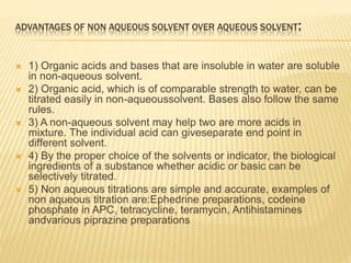 Non-aqueous acid base titrimetry | PPTX
