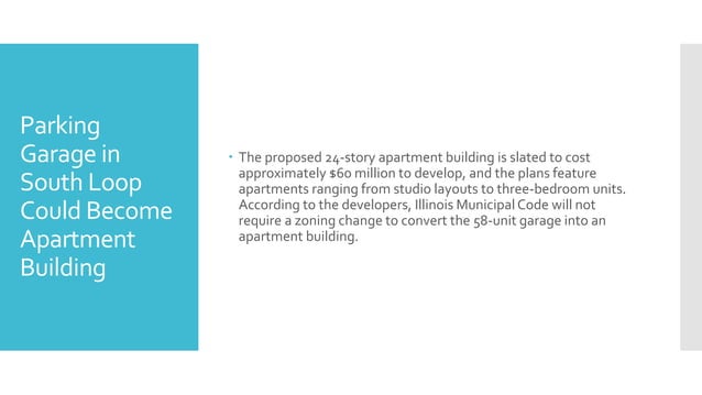 Parking Garage in South Loop Could Become Apartment Building | PPTX