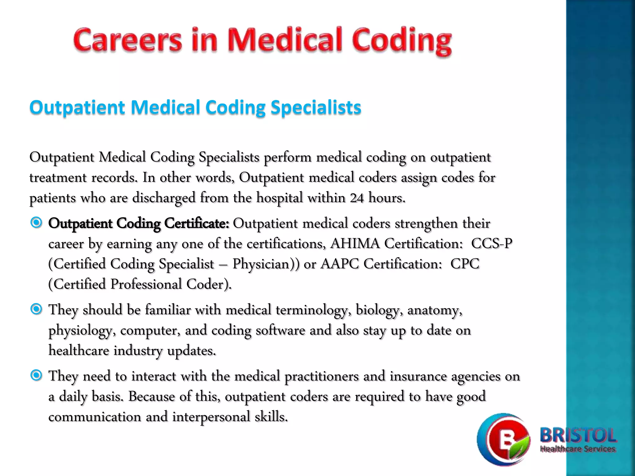 Bristol Healthcare Services - Careers in Medical Coding | PPTX