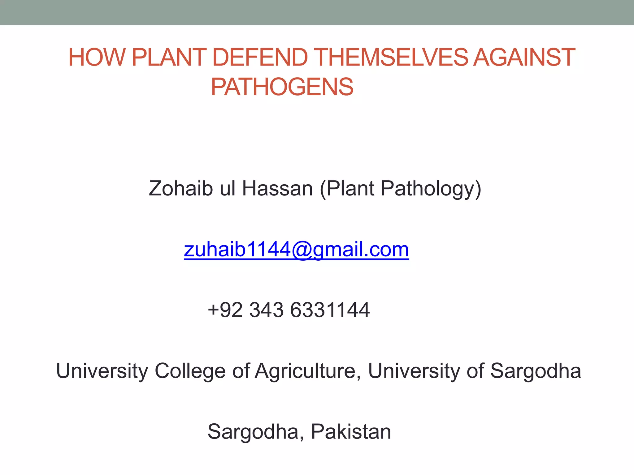 How Plants defend themselves against pathogens. | PPTX
