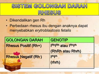 sistem golongan darah dan transfusi darah | PPTX