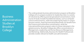 Business Administration Studies at Brooklyn College | PPTX