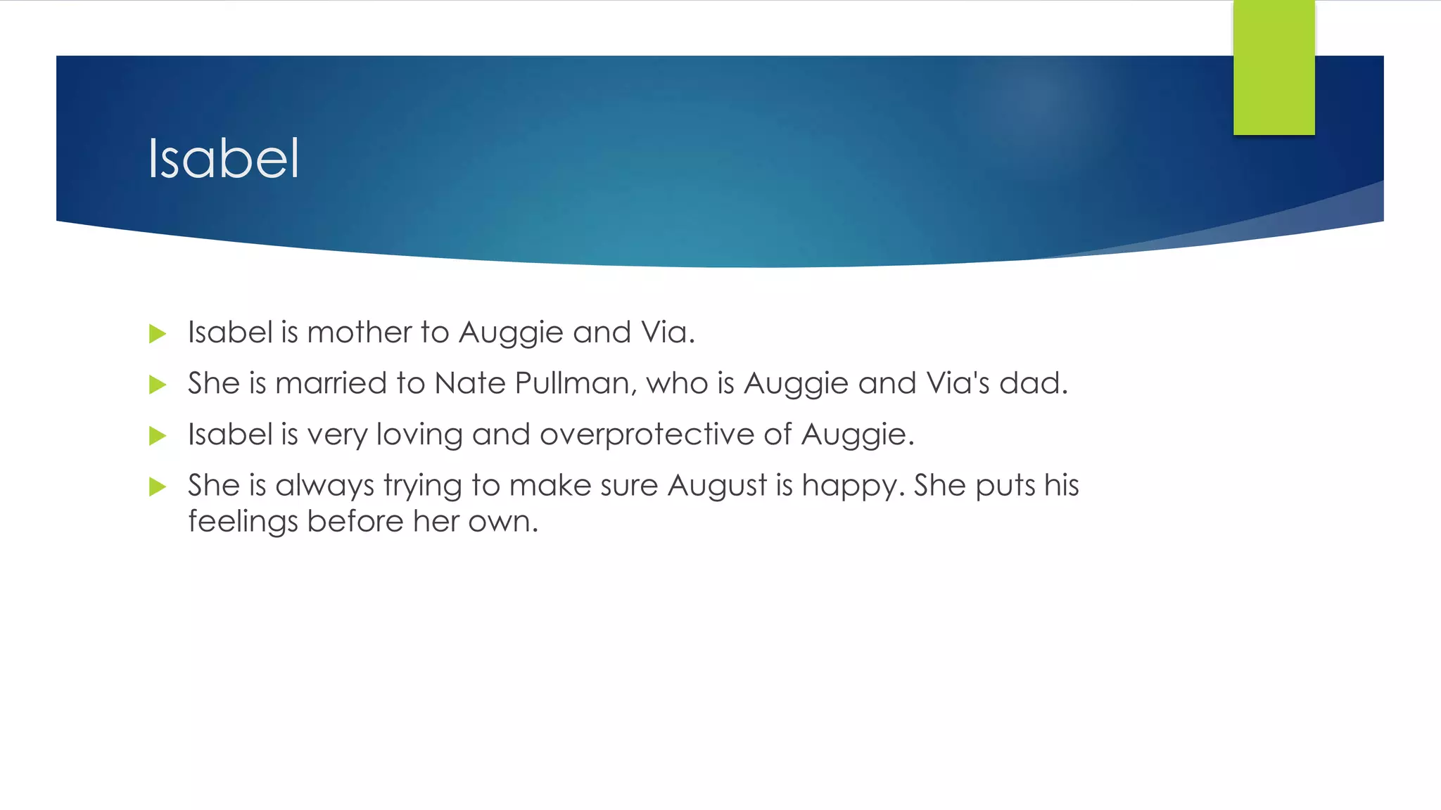 wonder character project Isabel | PPT