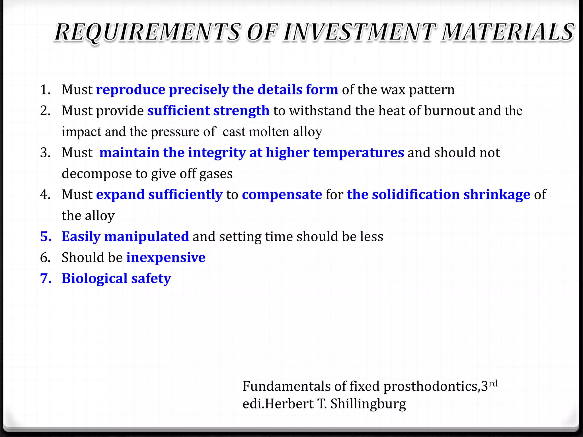 Investment materials And its clinical applications | PPTX