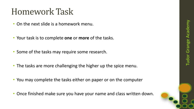 Homework Task One | PPTX | Homework and Study | Education