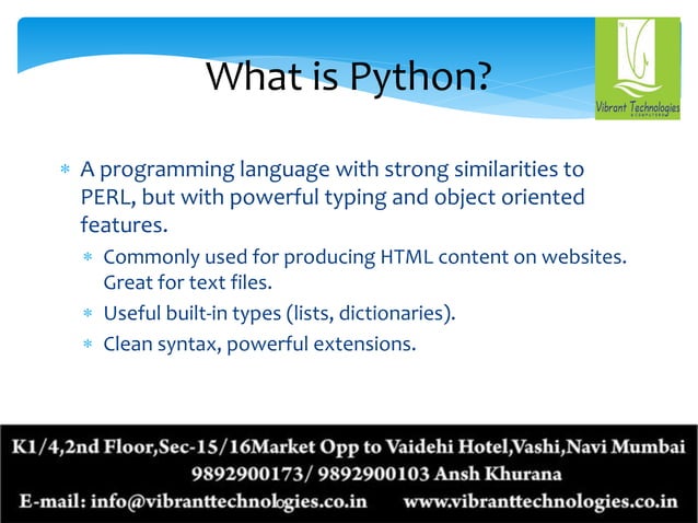 Python Training Topics | PPT