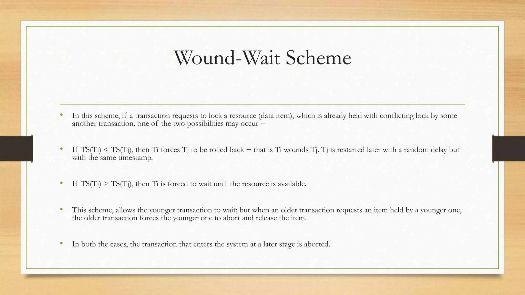 DBMS (Deadlock, deadlock prevention, 2phase locking) | PPT