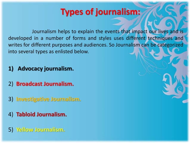 What is Journalism ? Types and Role of journalism. | PPTX