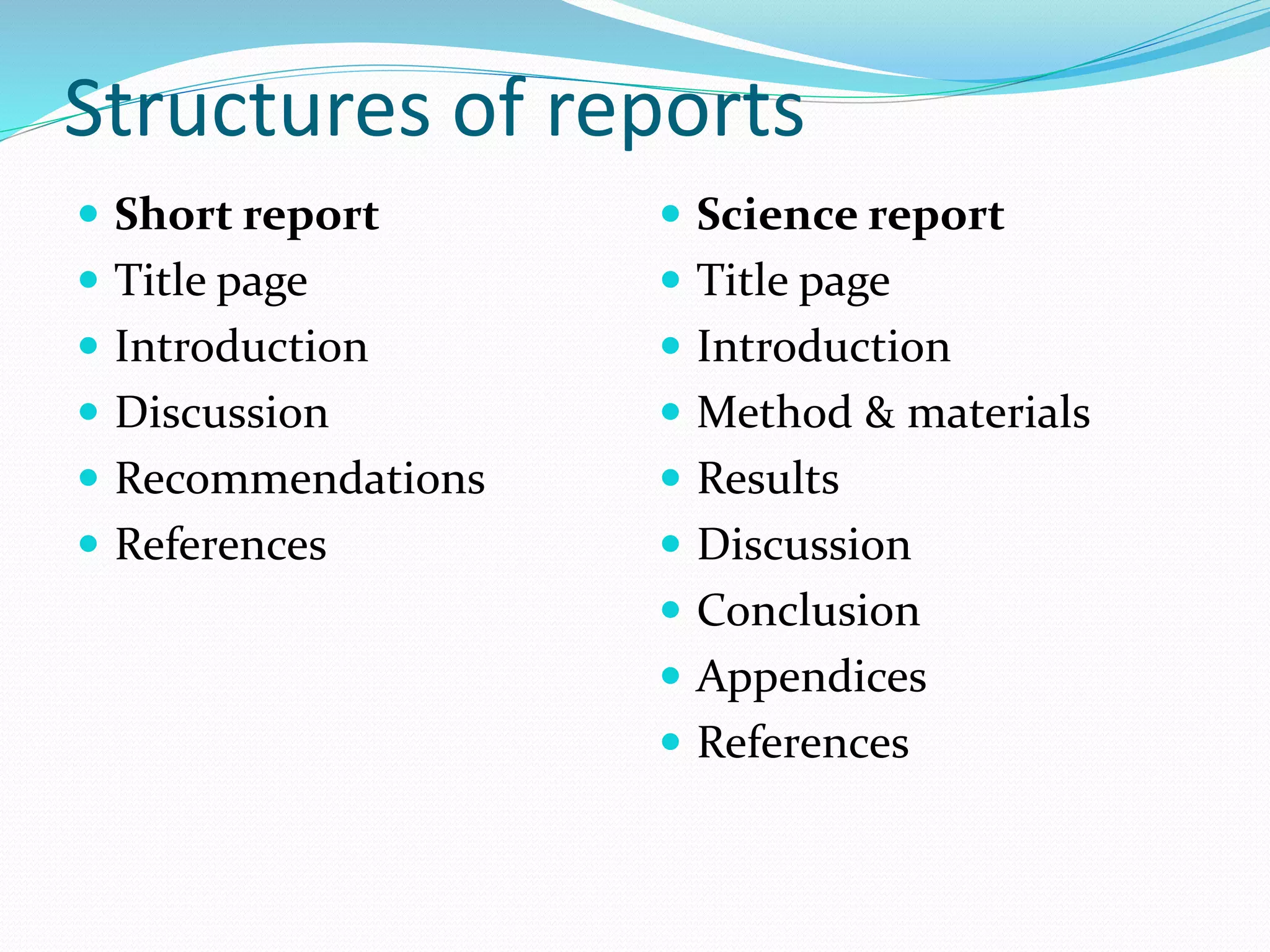 Structure of report | PPTX