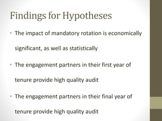 Does Mandatory Rotation of Audit Partners Improve Audit Quality? | PPT