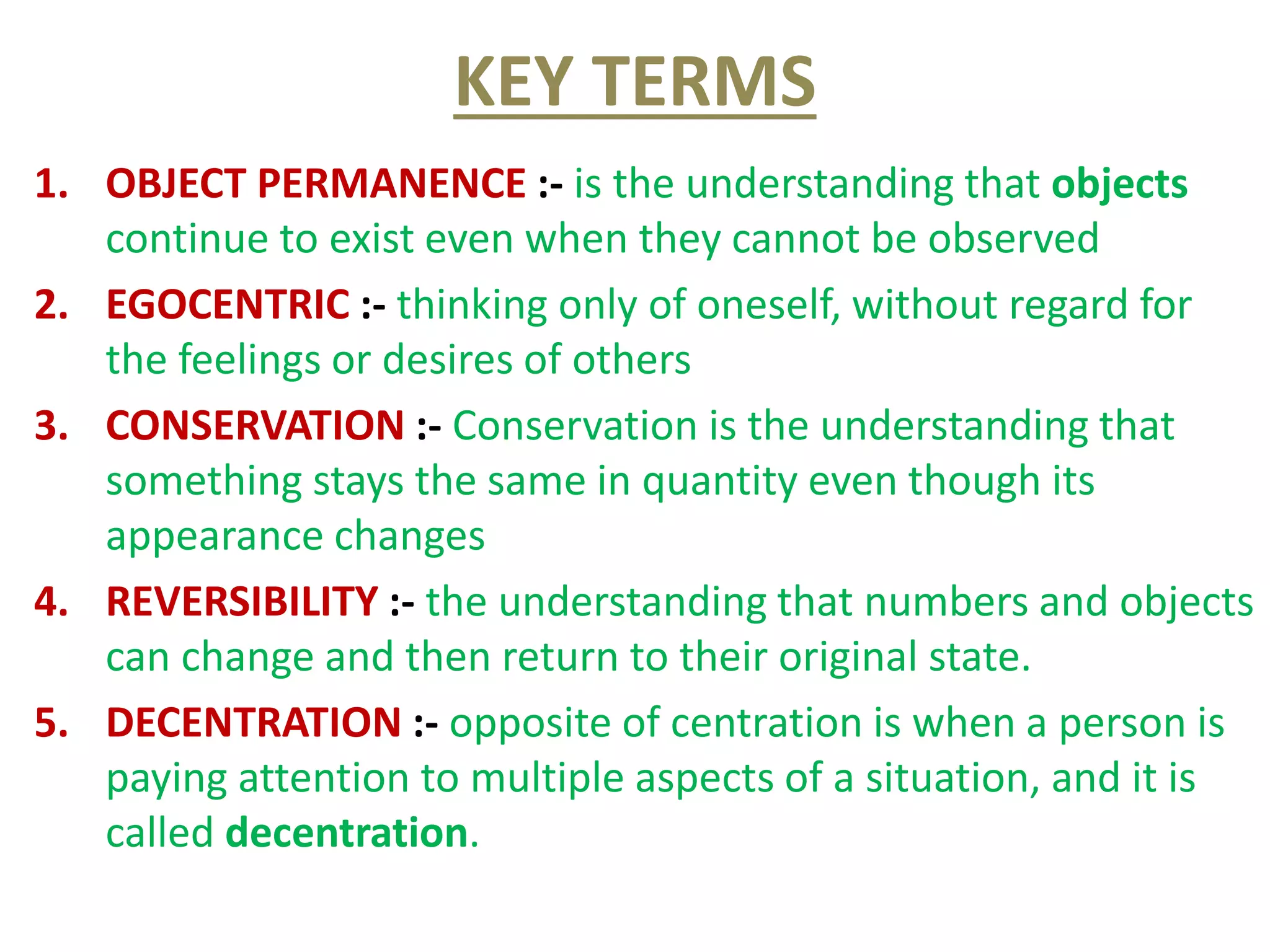 Piaget Theory of Cognitive Development Part-II | PPTX