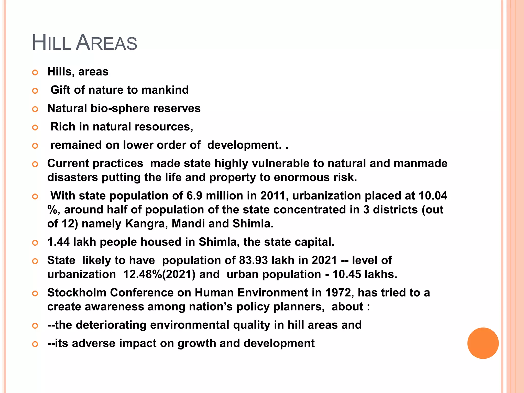 PROMOTING SUSTAINABLE DEVELOPMENT OF HILL AREAS- ISSUES AND OPTIONS | PPT