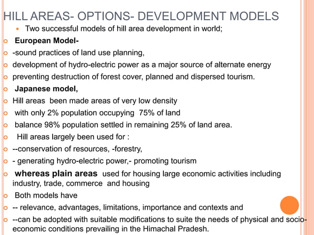 PROMOTING SUSTAINABLE DEVELOPMENT OF HILL AREAS- ISSUES AND OPTIONS | PPT