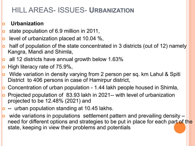 PROMOTING SUSTAINABLE DEVELOPMENT OF HILL AREAS- ISSUES AND OPTIONS | PPT