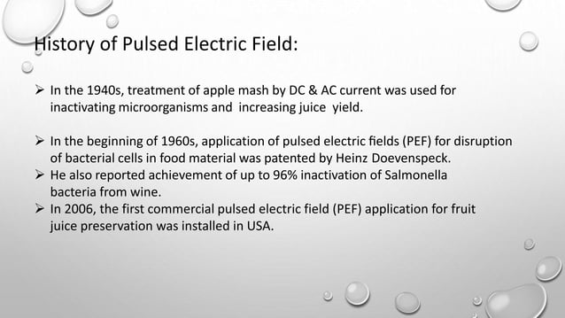 pulsed electric field A new technology for food preservation | PPT