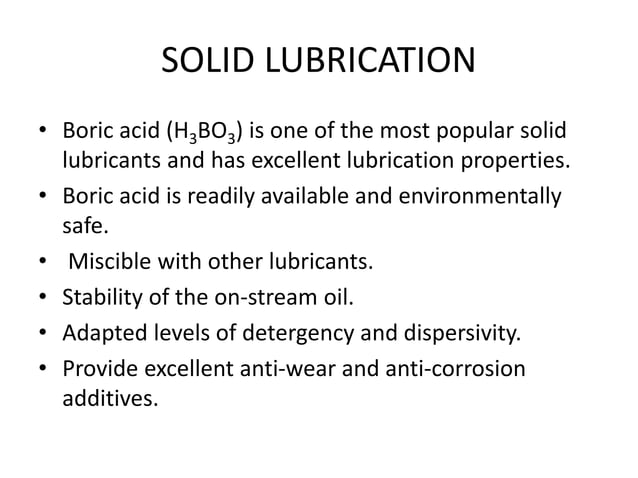 solid lubrication and its feeding system | PPTX | Chemistry | Science