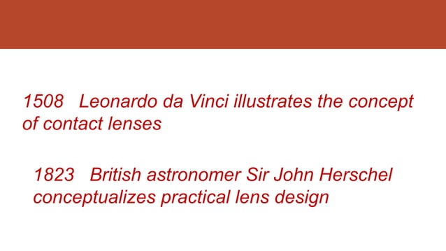 A HISTORY OF CONTACT LENSES | PPT
