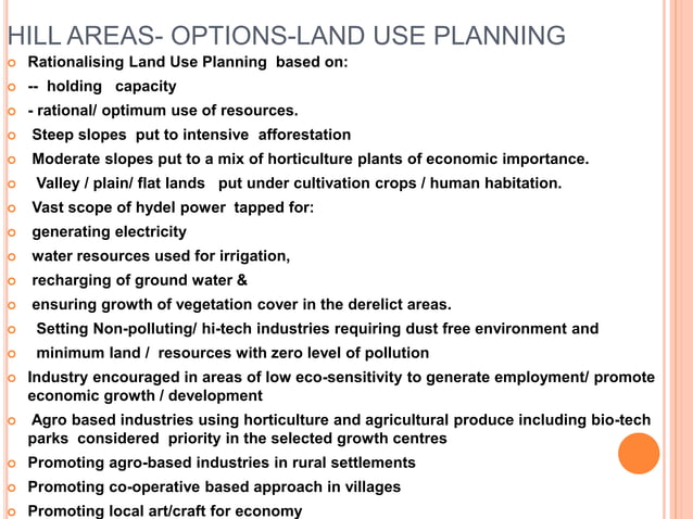Promoting Sustainable Development of Hill Areas- Issues and Option | PPTX