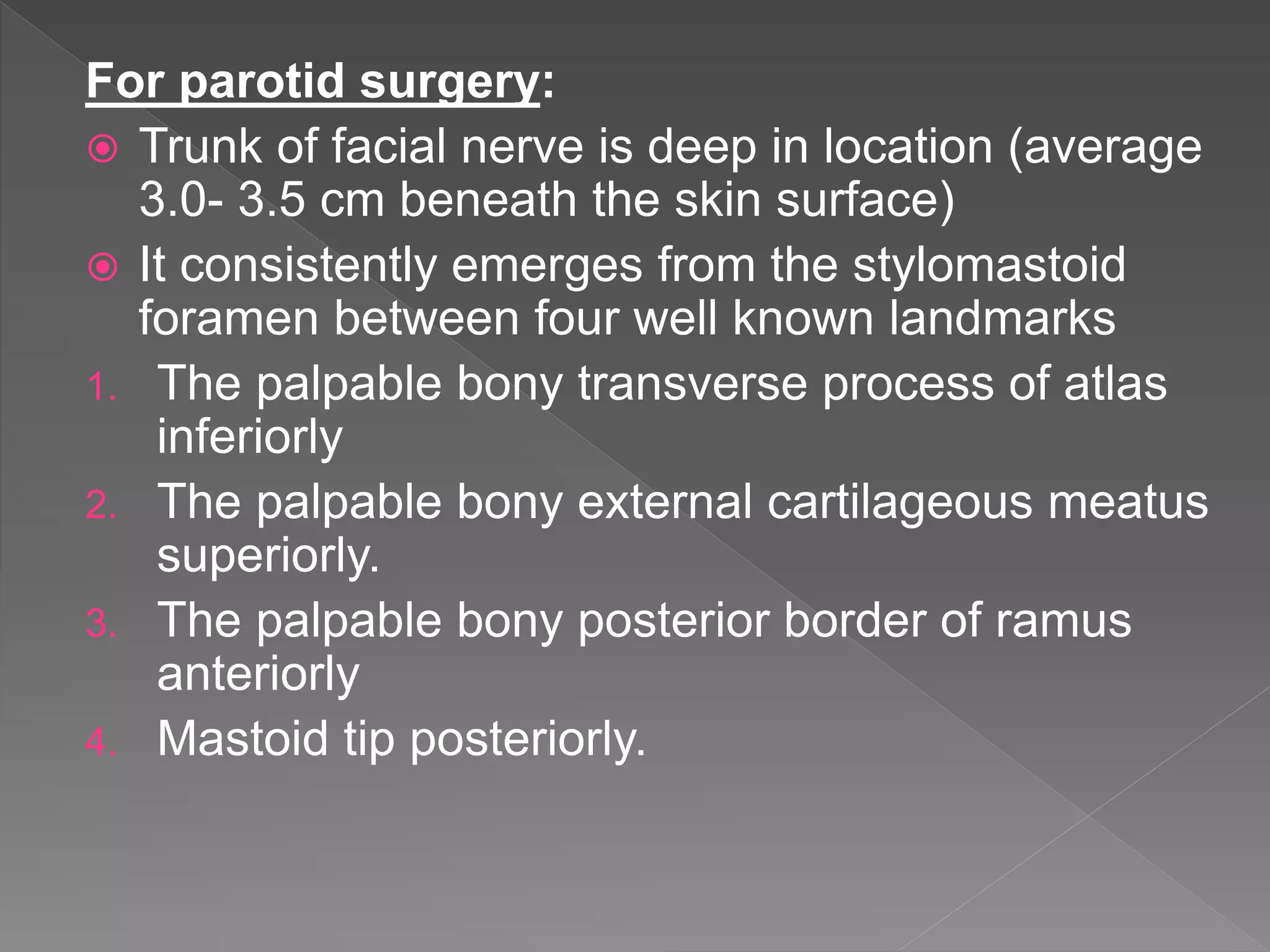 Applied surgical anatomy of facial nerve in oral and maxillofacial ...