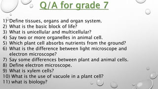 Biology (cells) grade 7 | PPTX