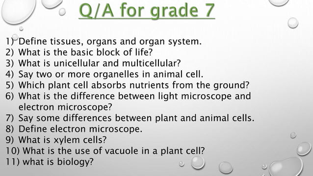 Biology (cells) grade 7 | PPTX