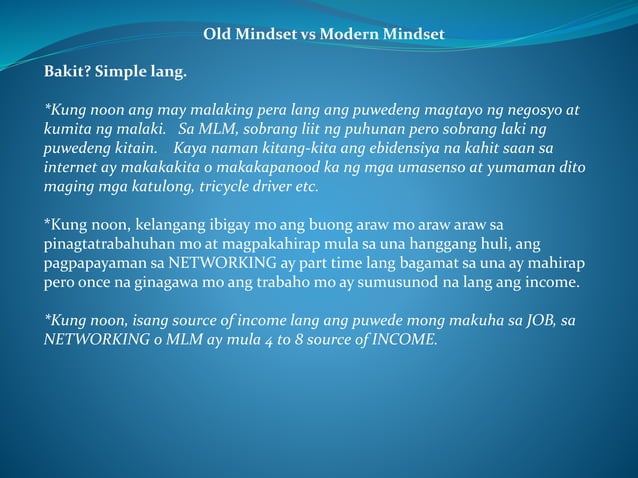 Old Mindset vs. Modern Mindset | PPT