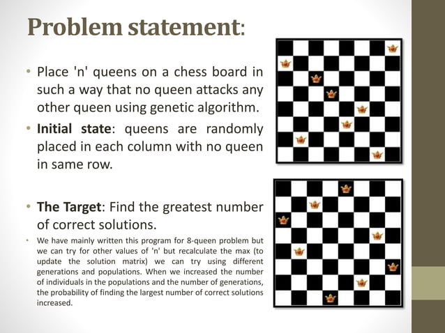 Solution of N Queens Problem genetic algorithm | PPTX