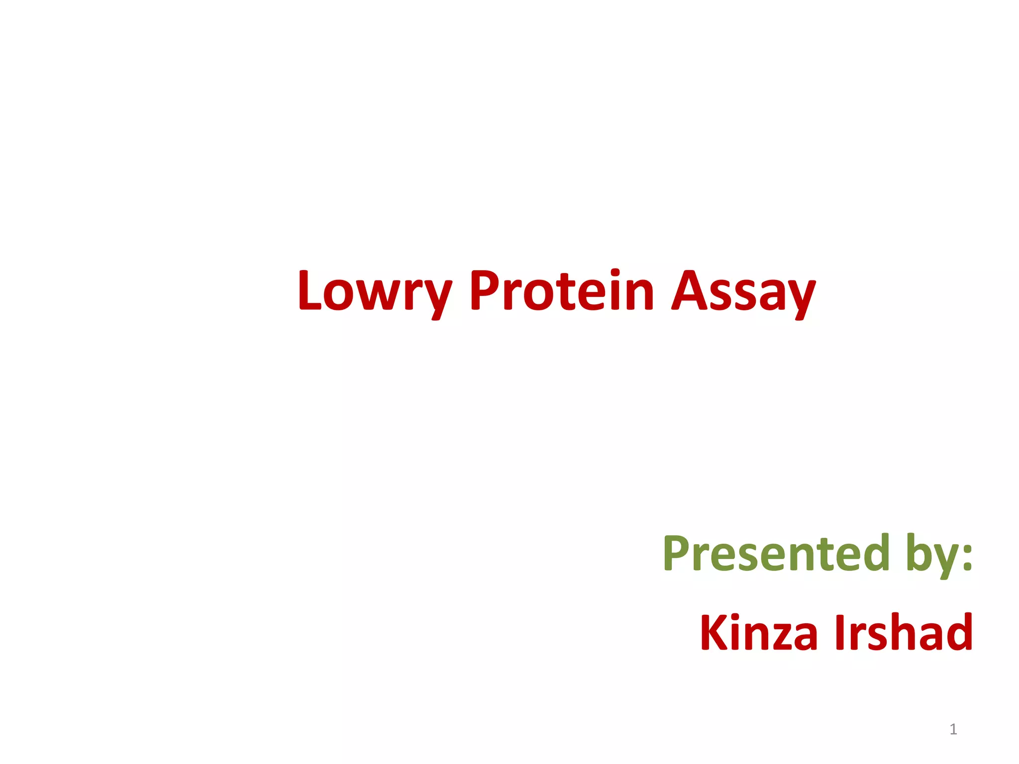 Lowry Protein Assay | PPTX