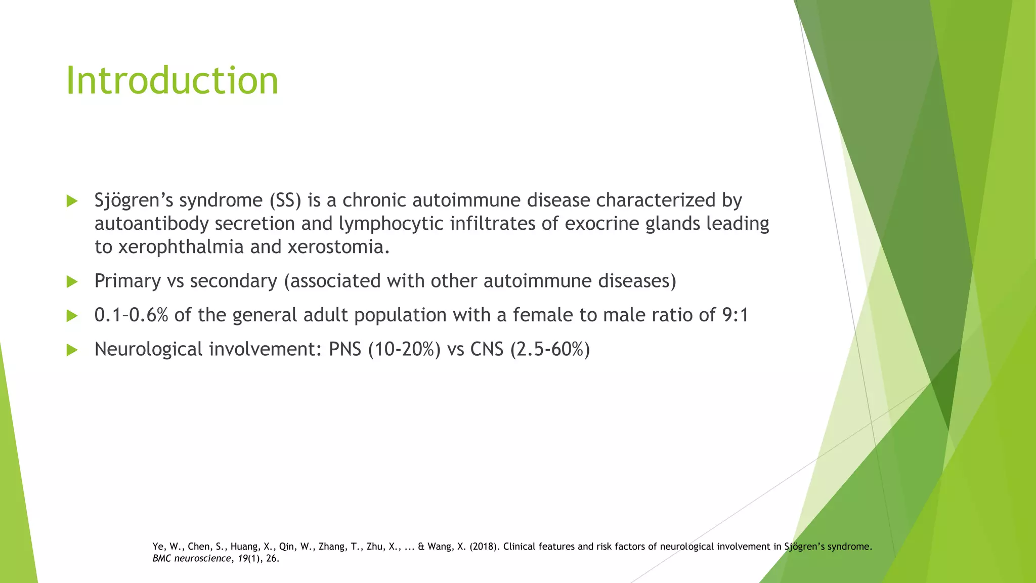 Neurological Involvement in Sjogren’s Syndrome | PPTX