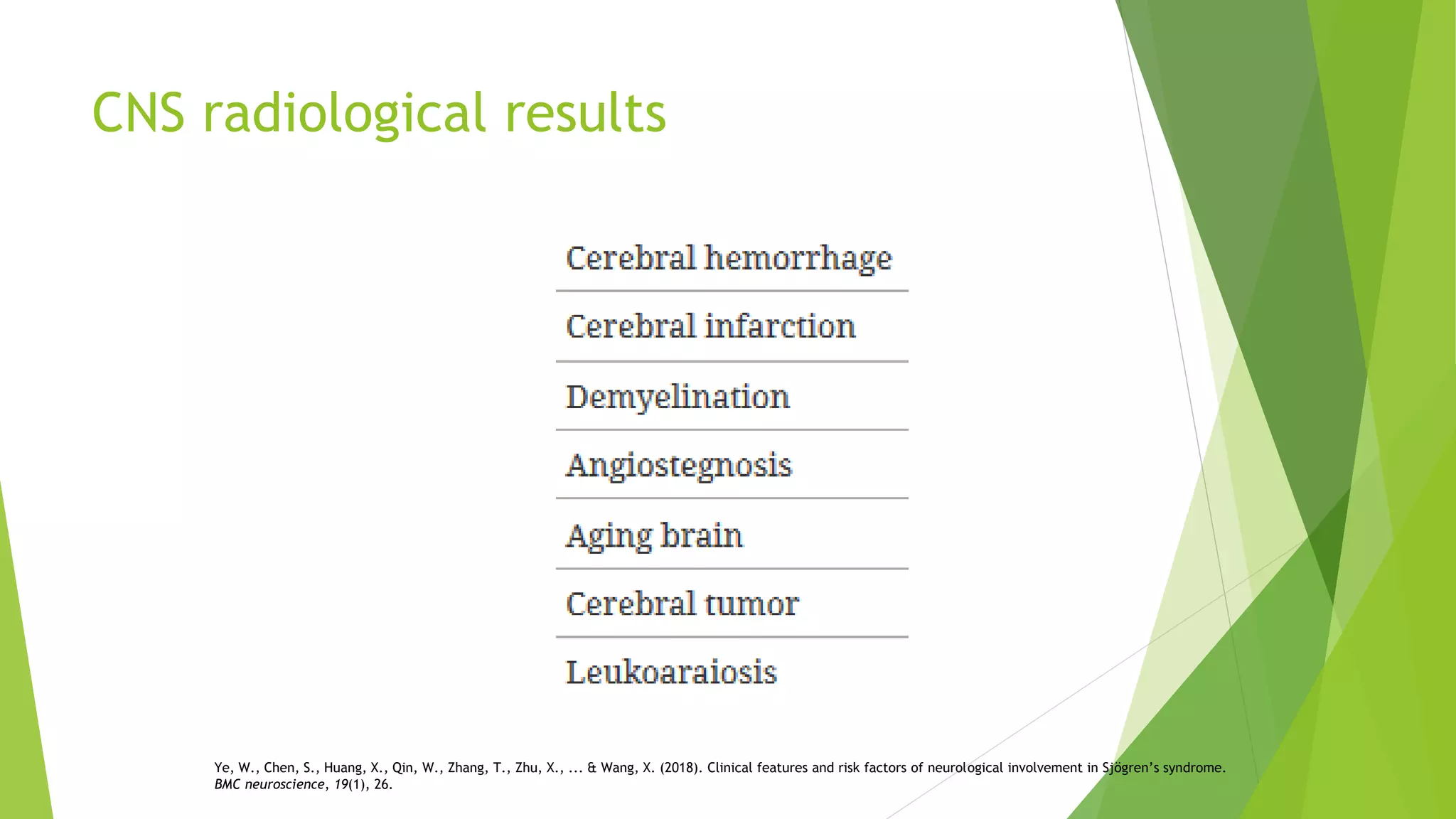 Neurological Involvement in Sjogren’s Syndrome | PPTX