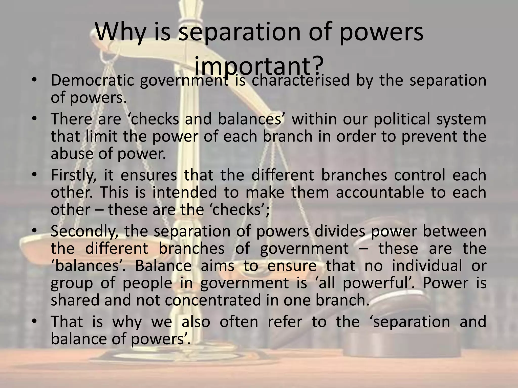 What is separation of powers and how is it ineffective in Pakistan? | PPTX