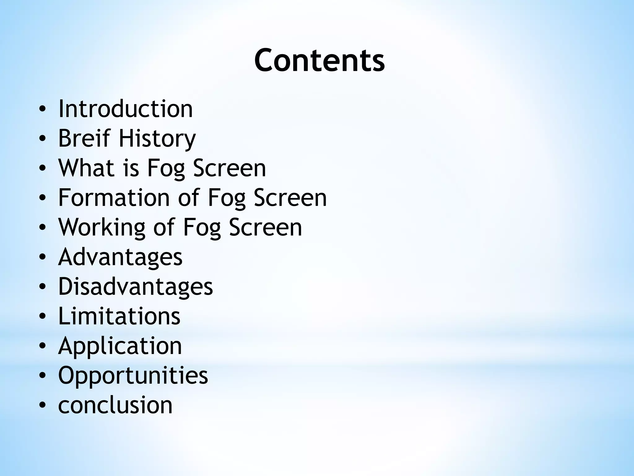 Fog Screen technology | PPTX