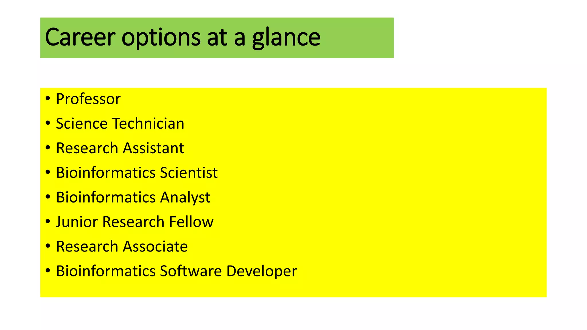 Career oppurtunities in the field of Bioinformatics | PPTX