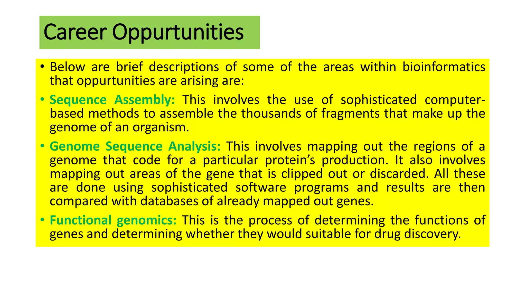 Career oppurtunities in the field of Bioinformatics | PPTX