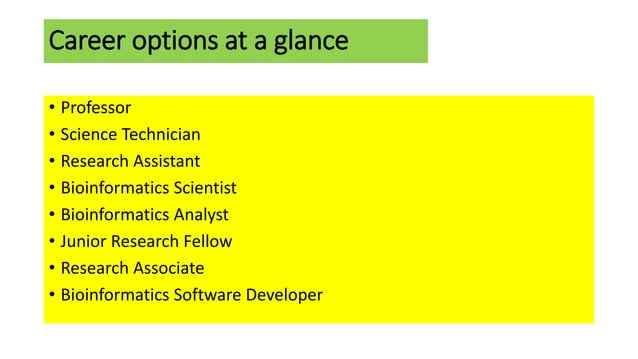 Career oppurtunities in the field of Bioinformatics | PPTX