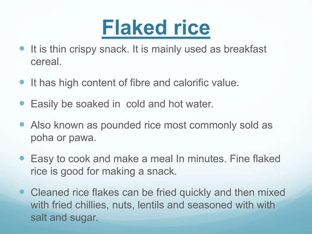 puffed and flaked rice | PPTX