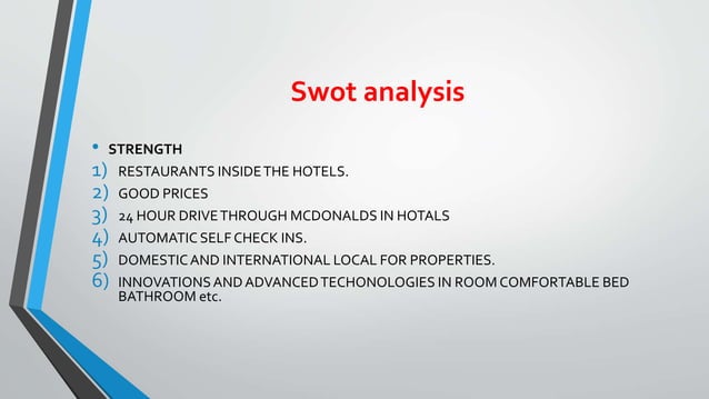 swot analysis of gold arc hotels | PPT