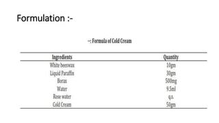 formulation on cosmetic skin care creams | PPTX