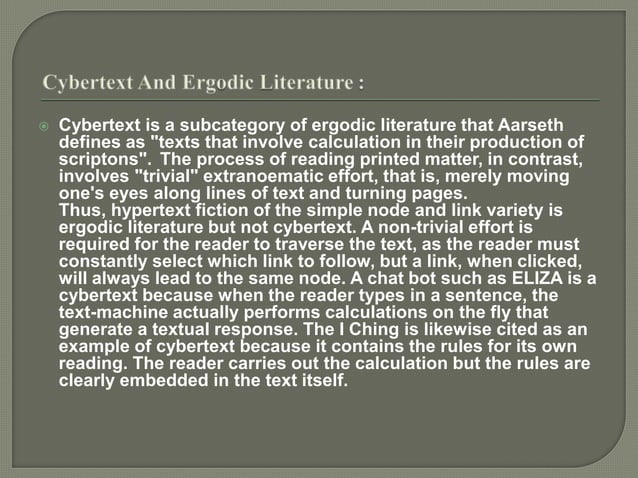 Cybertext | PPTX | Web Design and HTML | Internet