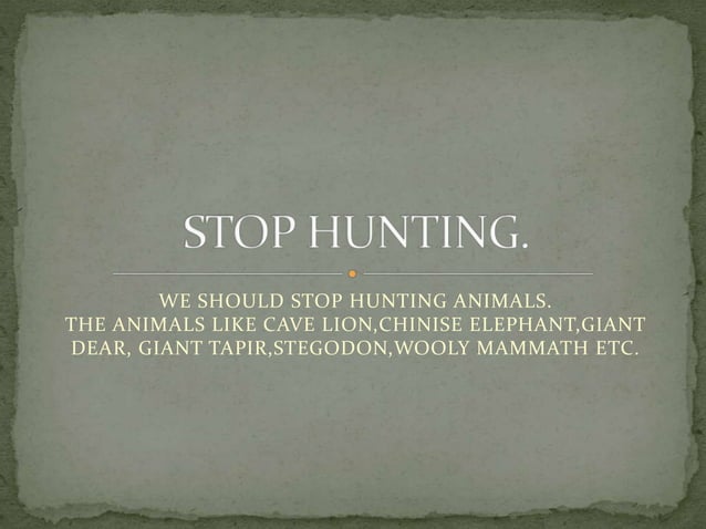 Stop hunting of animals Ppt | PPTX