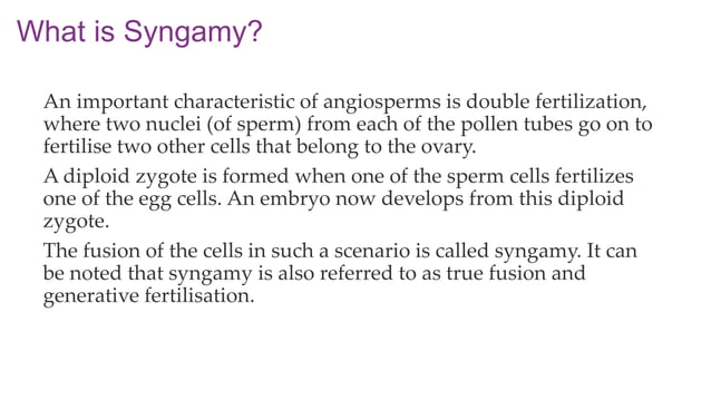 SYNGAMY IN PLANT | PPTX | Infertility | Reproductive Health