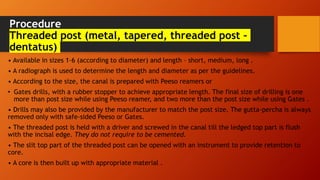 restoration of endodontically treated teeth in prosthodontics/ post and ...