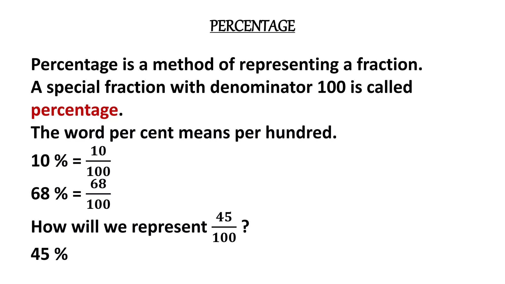 PERCENTAGE (CLASS V - MATH) IGCSE BOARD | PPTX