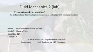 Actual and Theoretical Centre of Pressure | PPTX