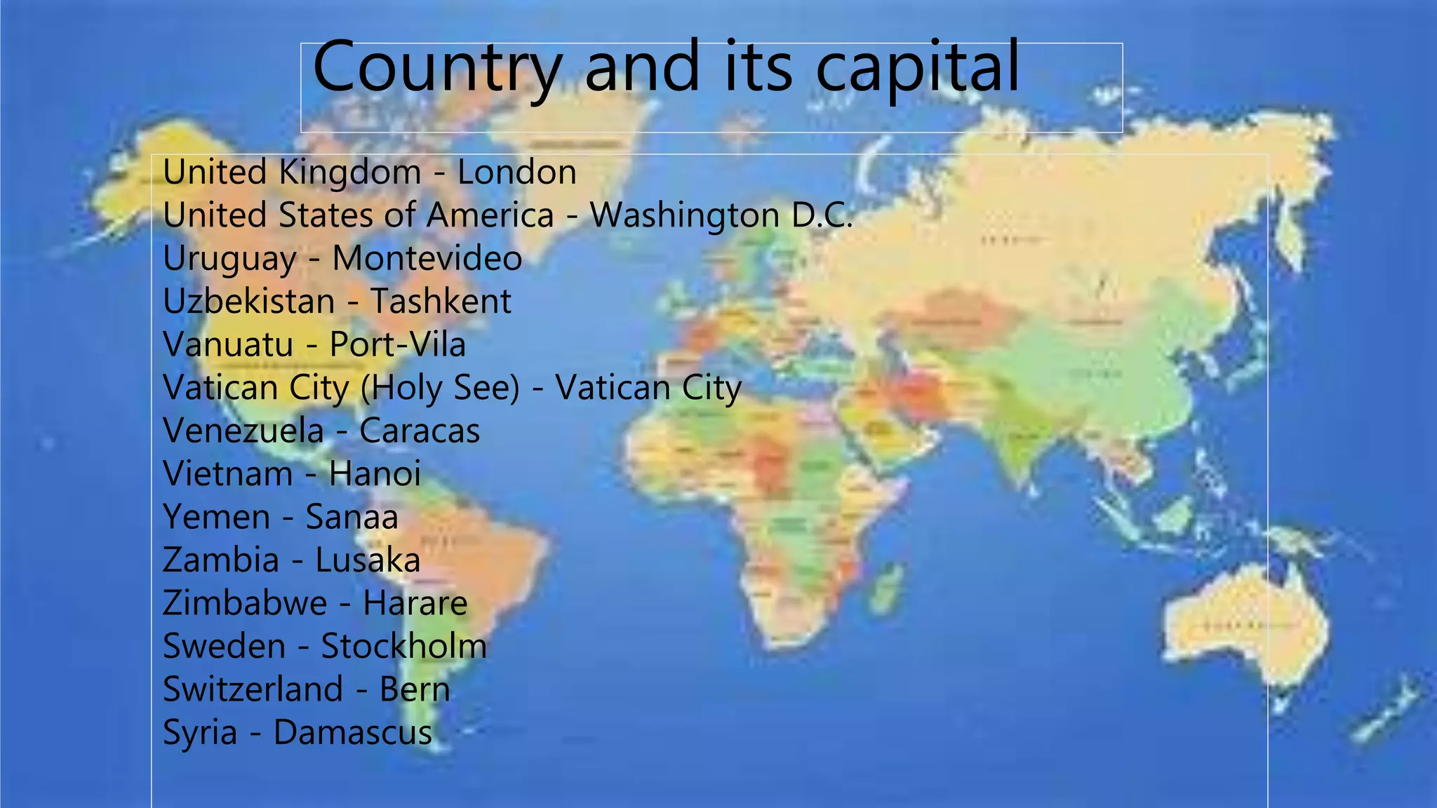 50 countries and its capitals | PPTX