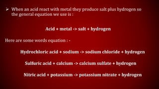 Reaction of acids | PPTX