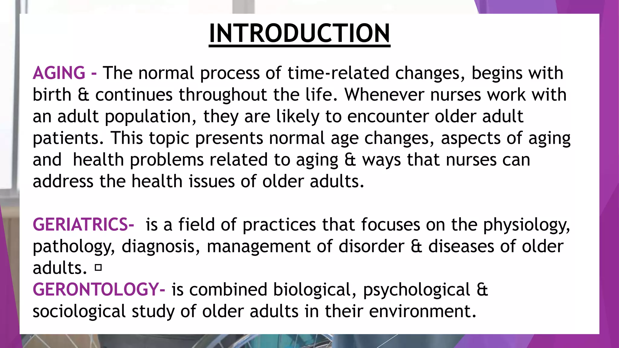 Age related problems in geriatric | PPTX