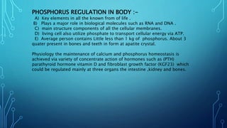 HORMONAL regulation of phosphate homeostasis | PPTX